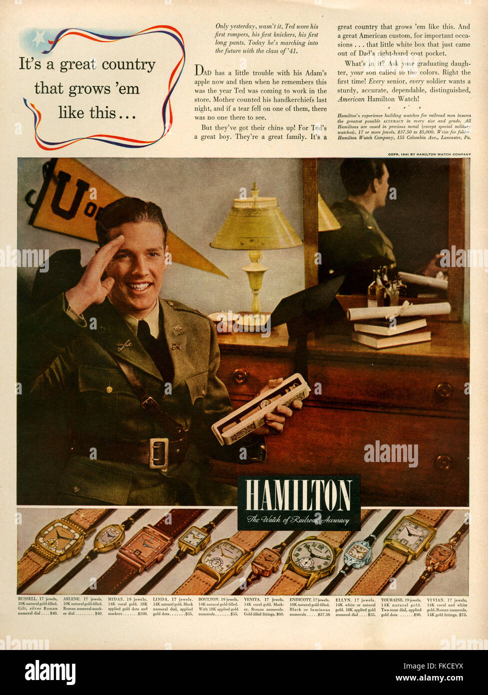 1940s USA Hamilton Magazine Advert Stock Photo - Alamy