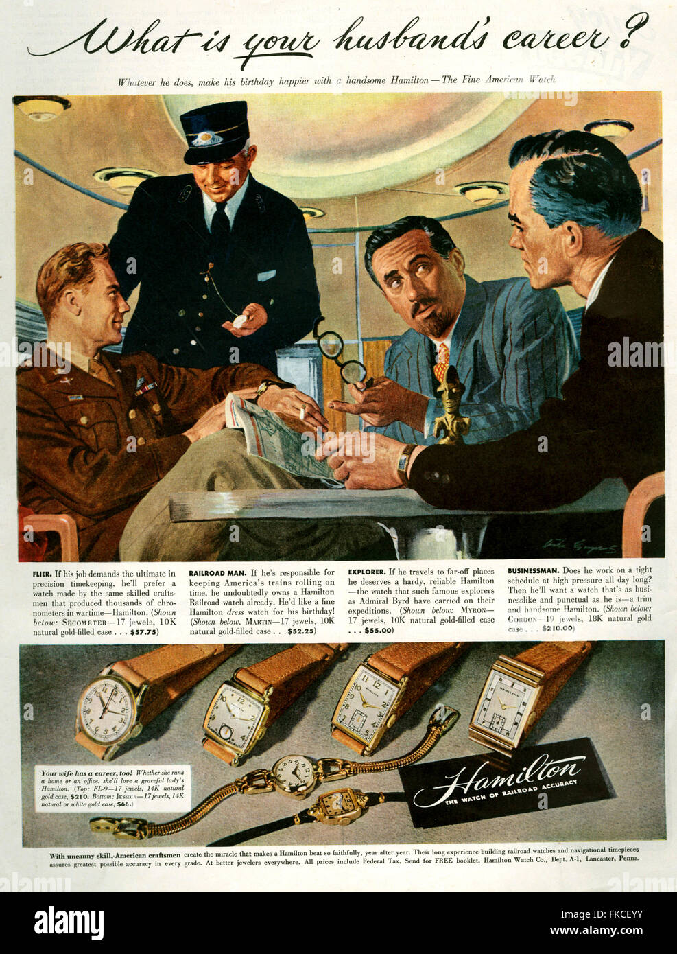 1940s USA Hamilton Magazine Advert Stock Photo - Alamy