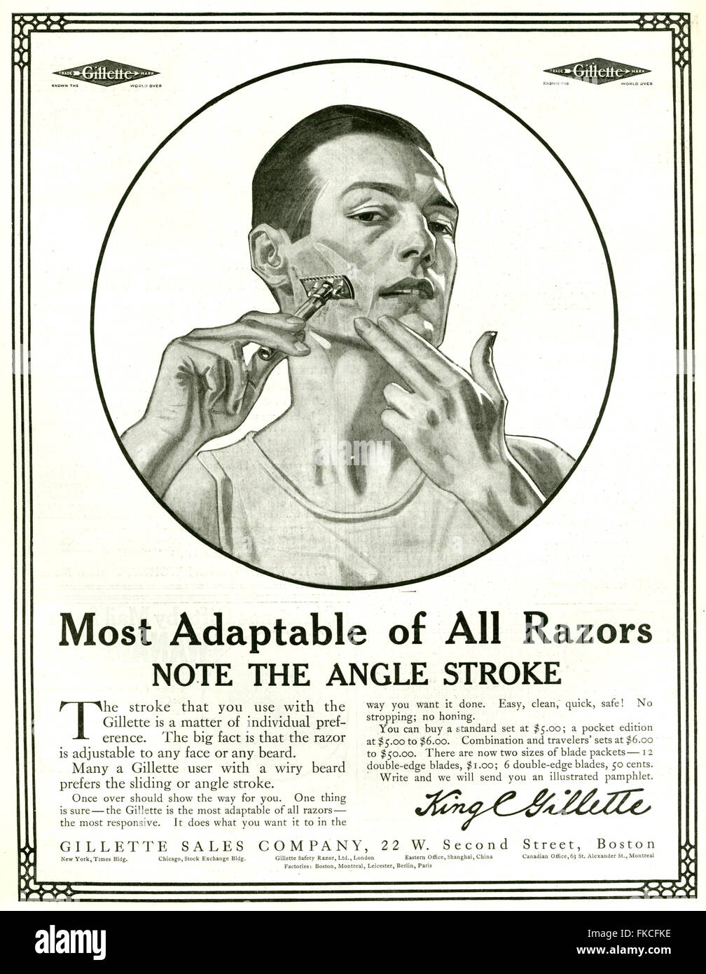 1910s USA Gillette Magazine Advert Stock Photo - Alamy