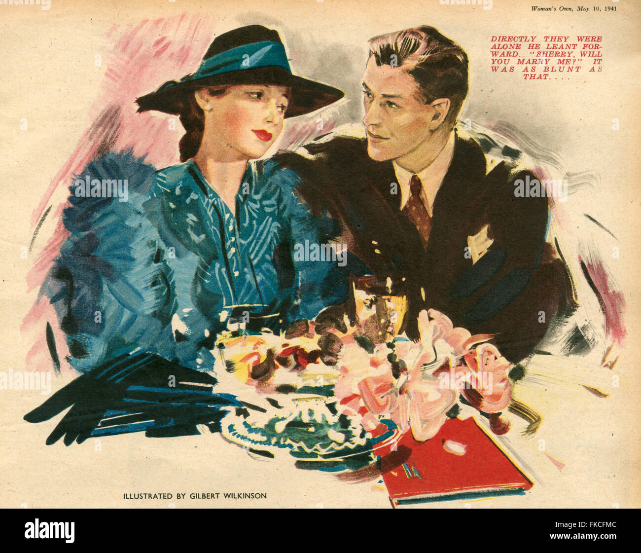 1940s UK womens story illustrations Magazine Plate Stock Photo - Alamy