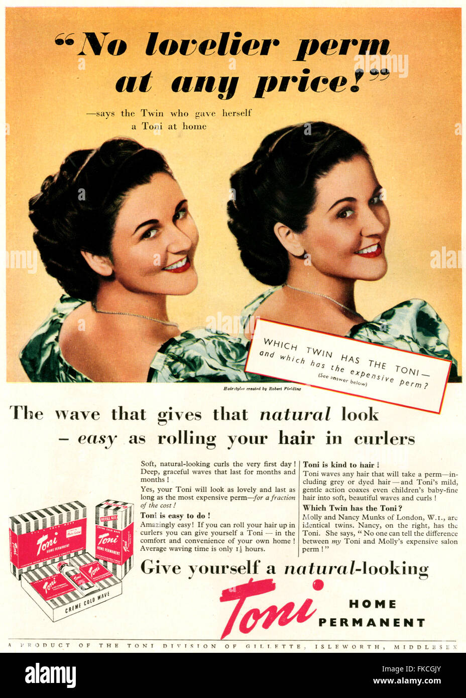 1950s uk toni magazine advert hi-res stock photography and images - Alamy