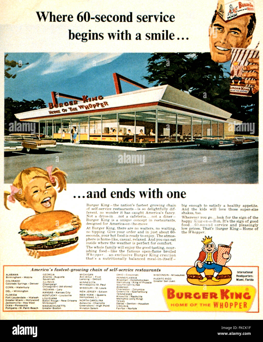 1960s UK Burger King Magazine Advert Stock Photo - Alamy