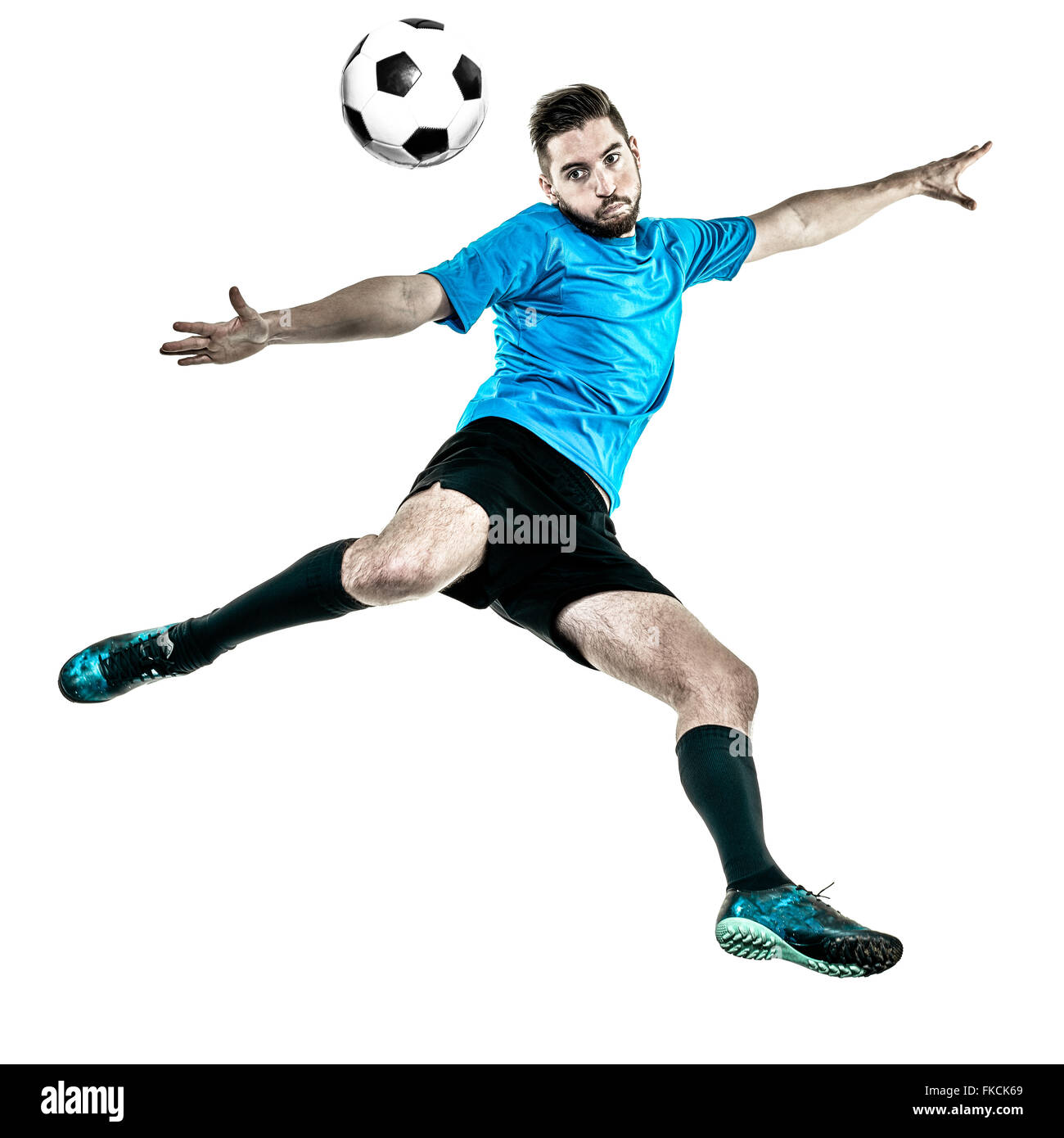one caucasian Soccer player Man isolated on white backgound Stock Photo ...
