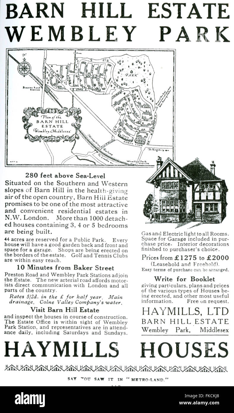 1920s UK Haymill Houses Magazine Advert Stock Photo - Alamy