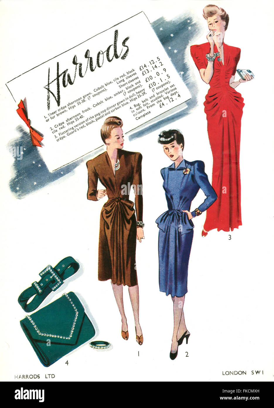 1940s UK Harrods Magazine Advert Stock Photo - Alamy