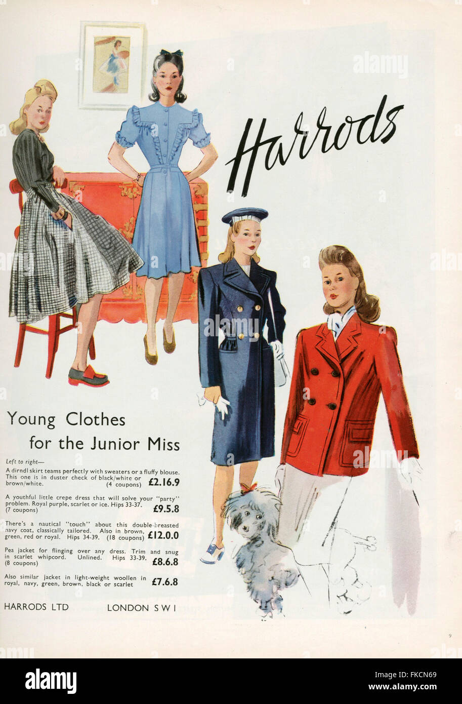 1940s UK Harrods Magazine Advert Stock Photo - Alamy