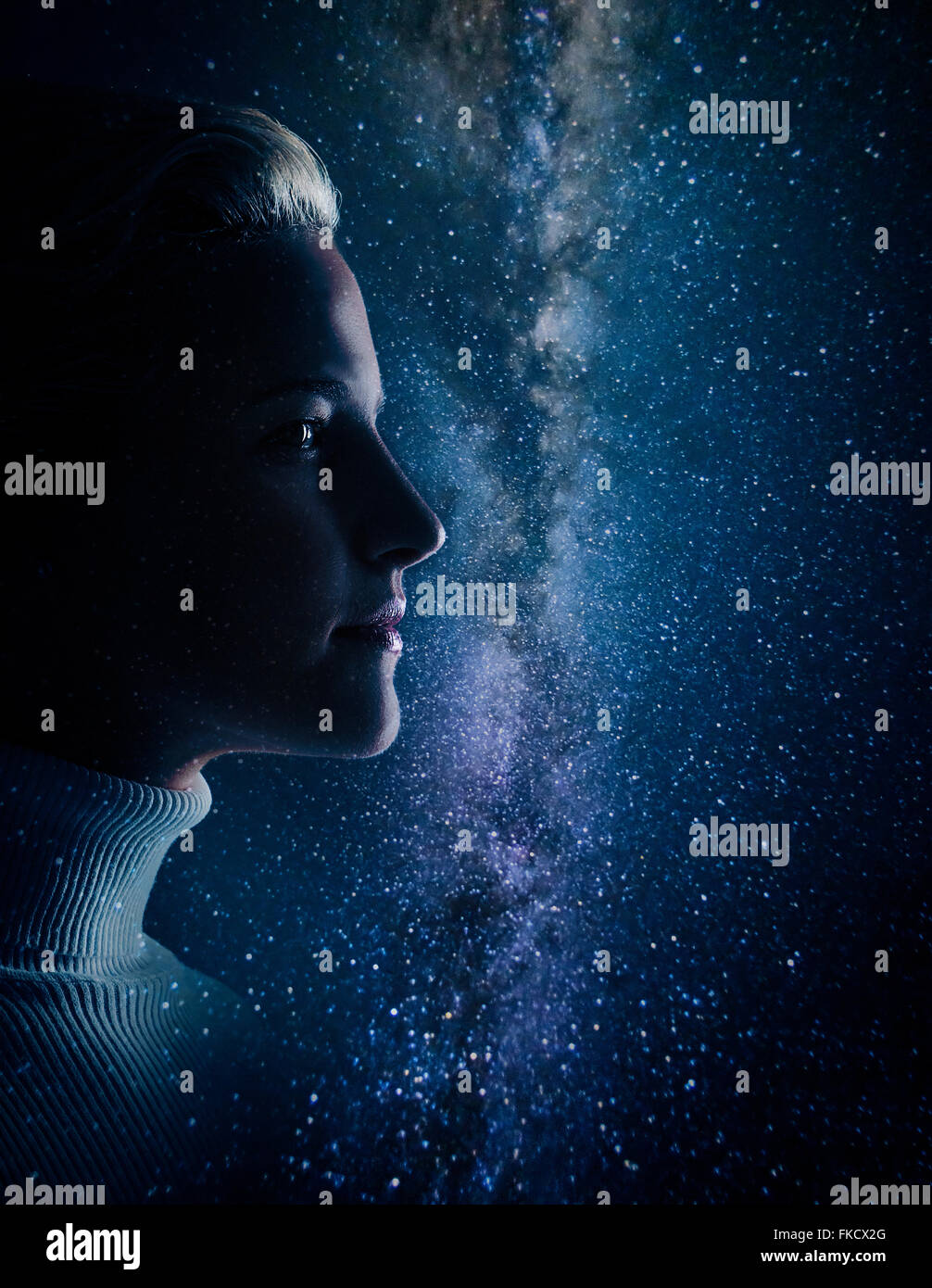 One woman space stars hi-res stock photography and images - Alamy