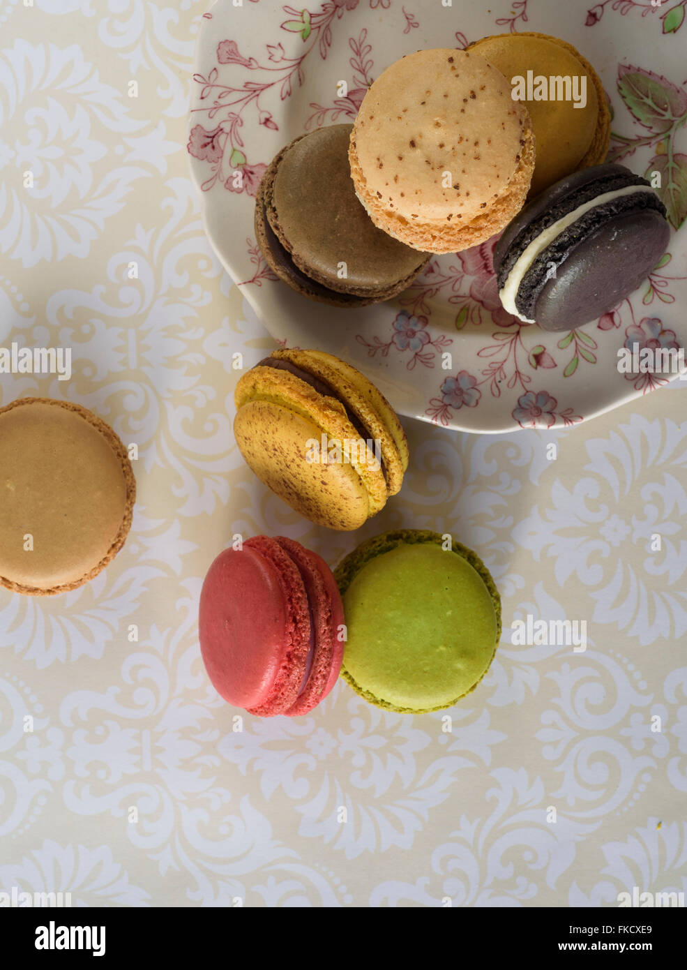 Macaroons on plate Stock Photo - Alamy