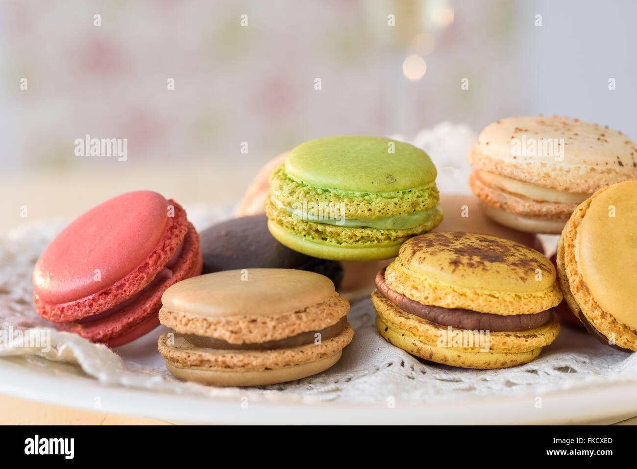 Macaroons on plate Stock Photo - Alamy