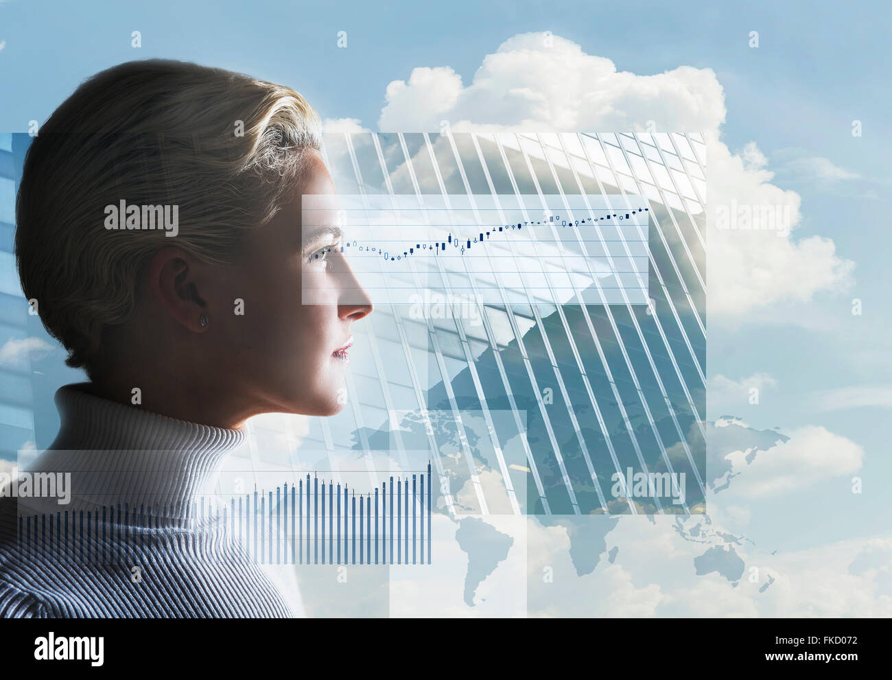 Woman's profile with sky in background Stock Photo - Alamy