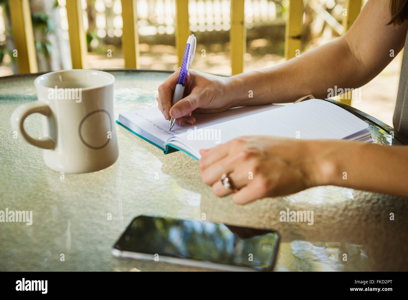 Young woman writing in diary Stock Photo - Alamy
