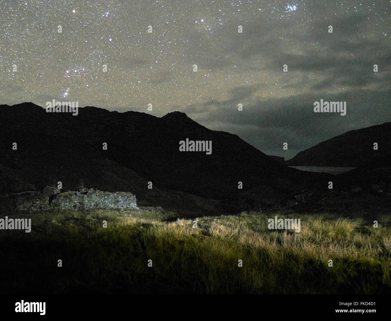 Long exposure at night of abandoned blackhouse on The Isle of Lewis ...