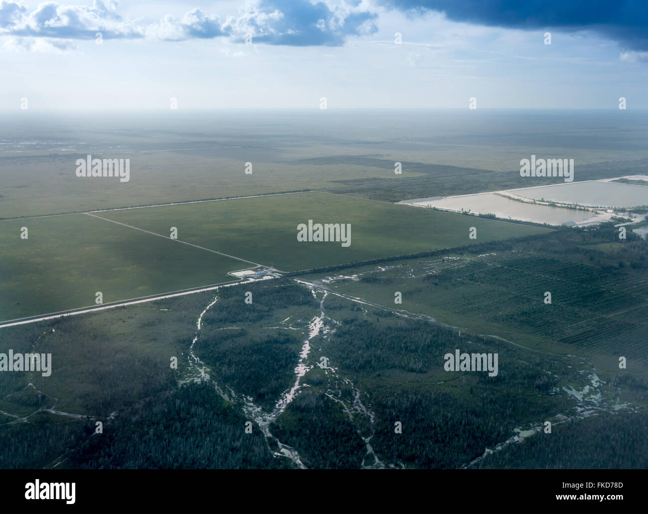 Aerial view of landscape against cloudy sky, Miami, Florida, USA Stock ...