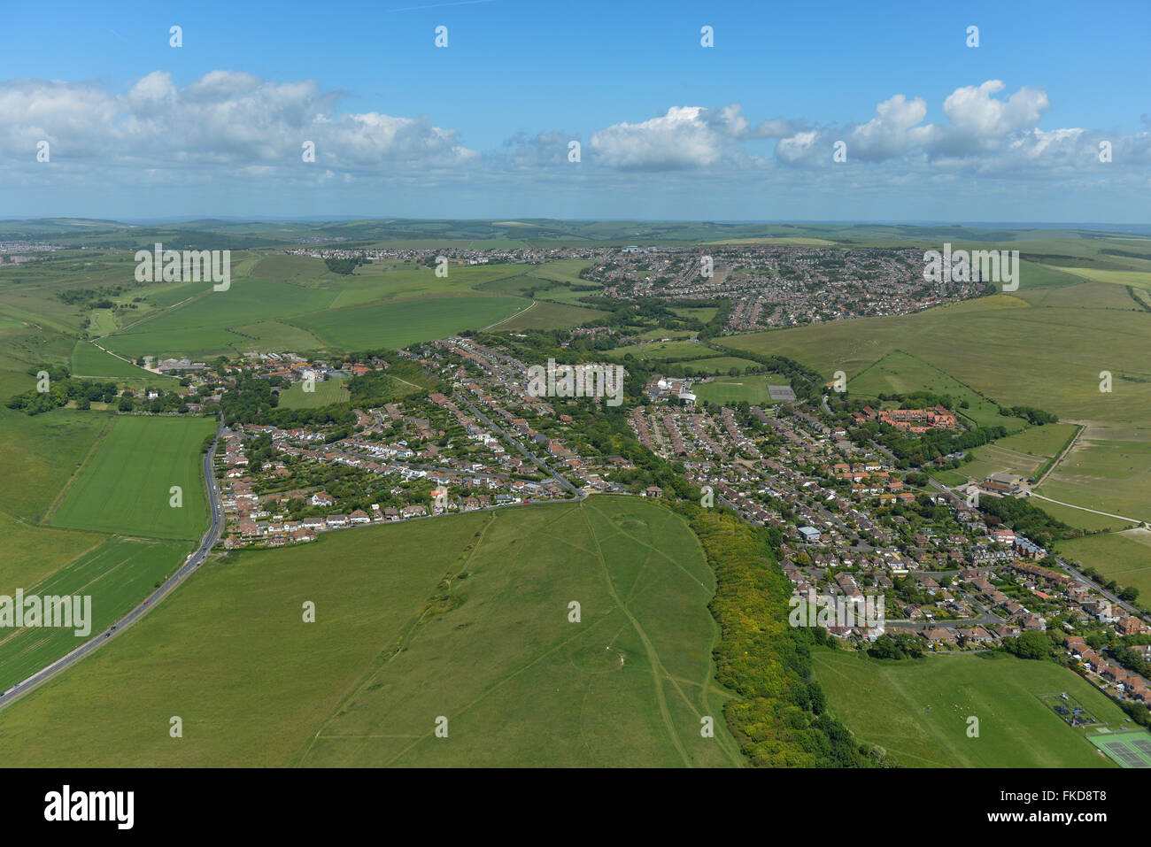 An aerial view of the Sussex village of Ovingdean and surrounding ...