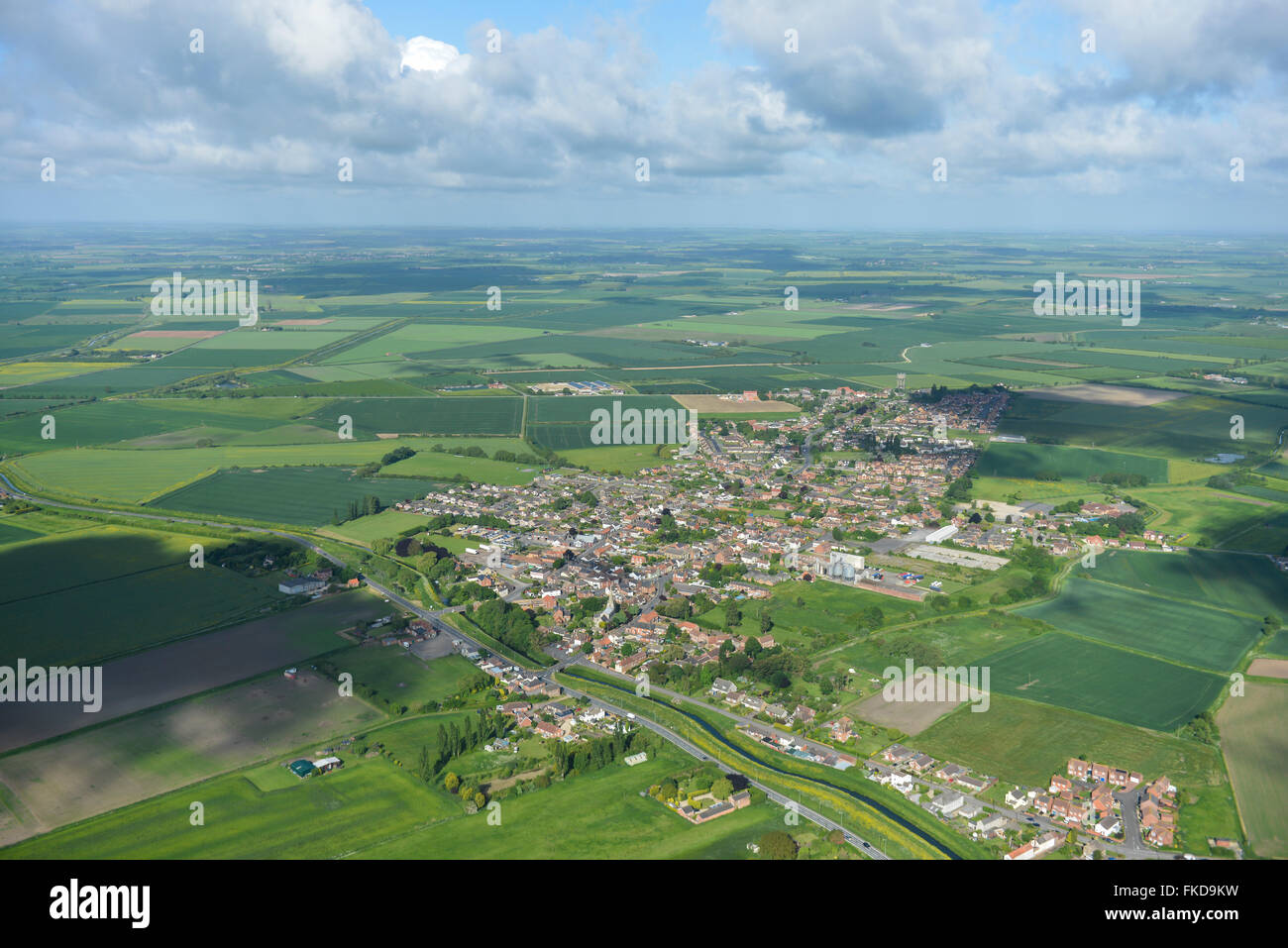 An aerial view of Billinghay and surrounding Lincolnshire countryside ...