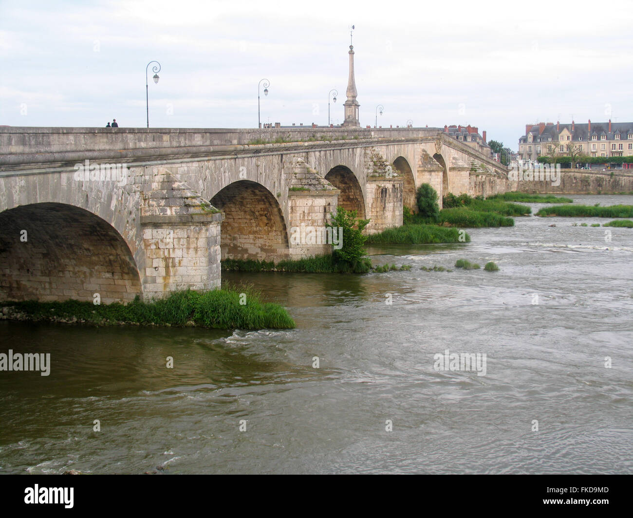 A stone bridge across the Loire River in Blois Stock Photo - Alamy