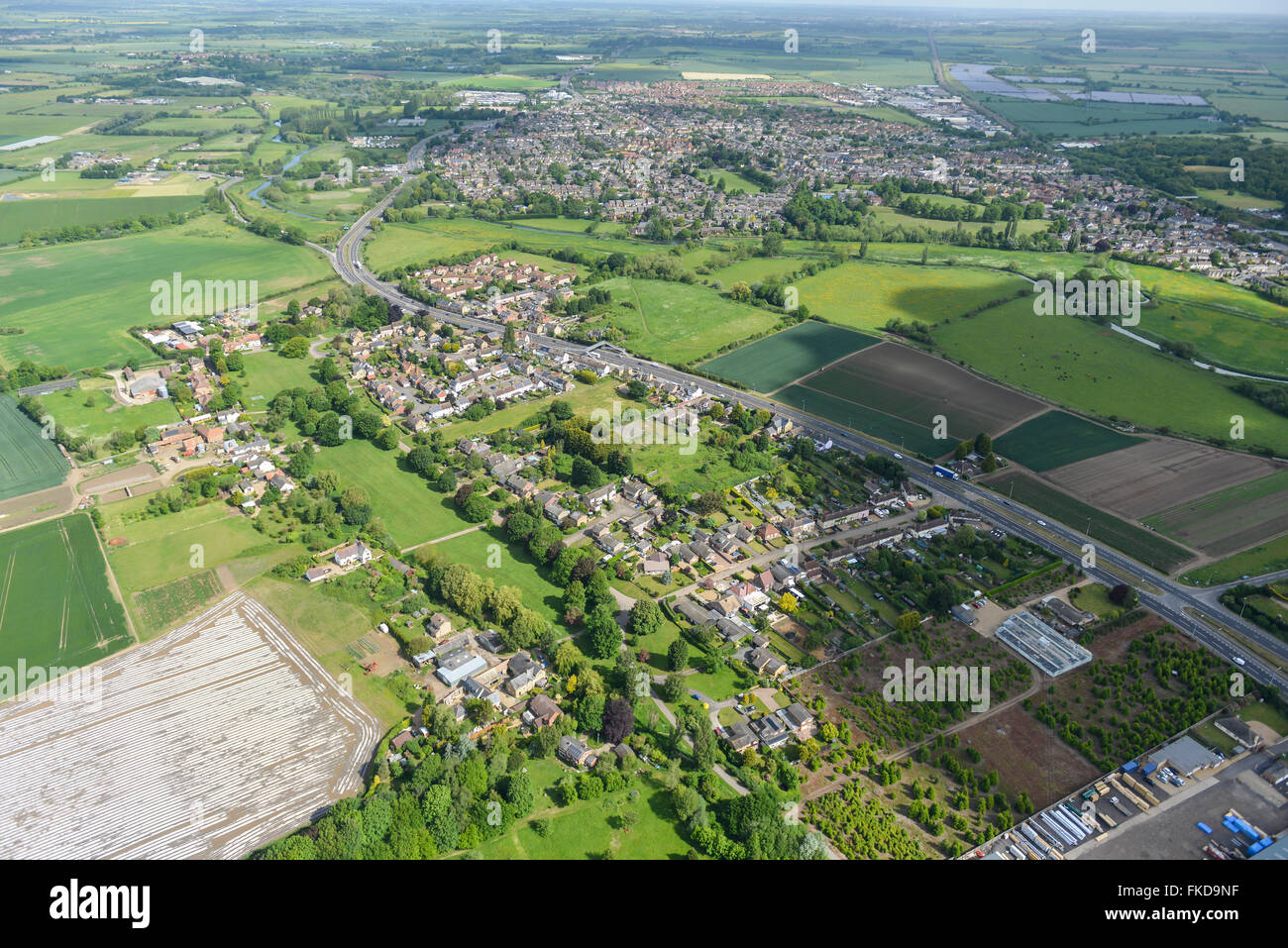 An aerial view of the Bedfordshire Hamlet of Beeston, near Sandy Stock ...