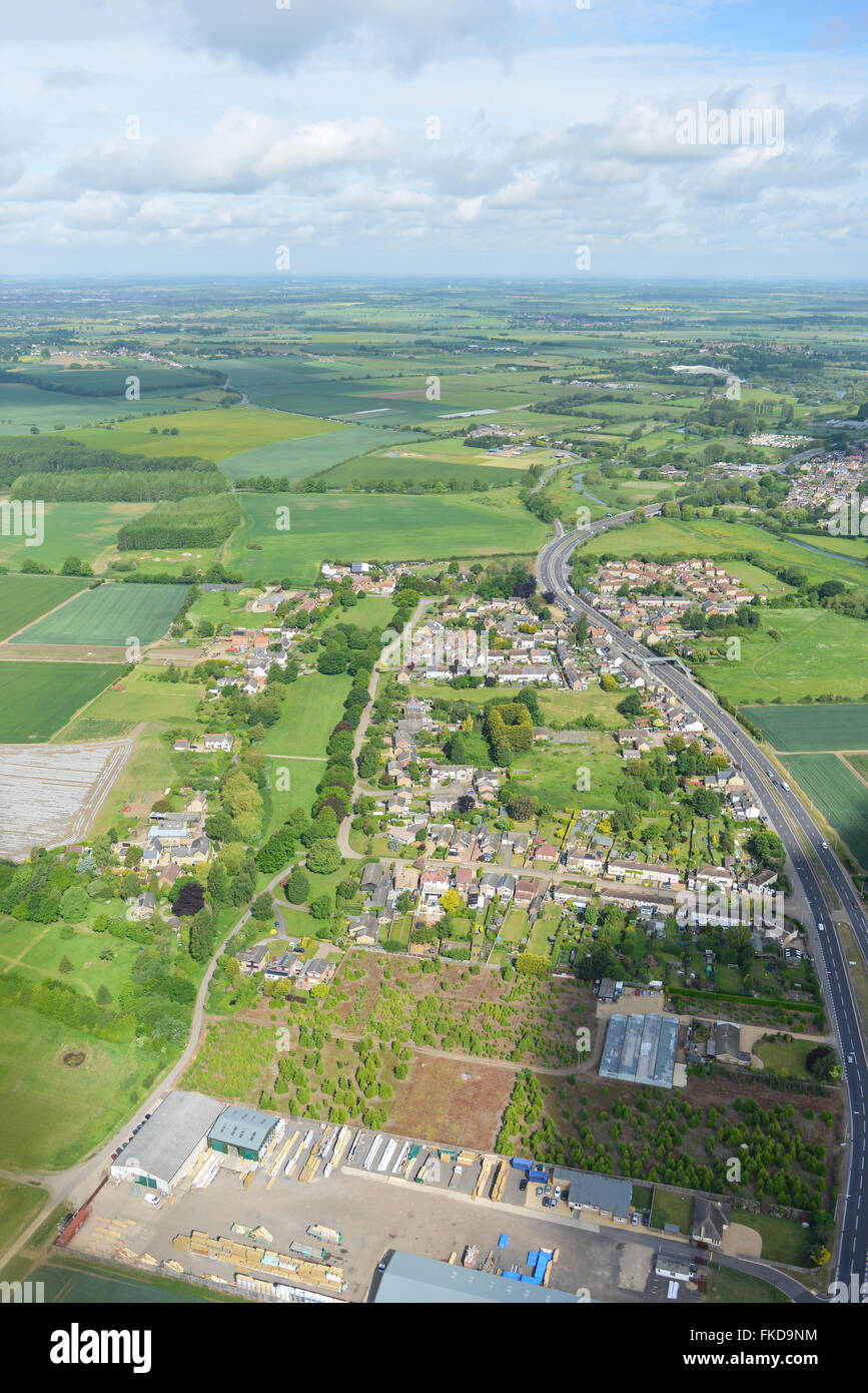 An aerial view of the Bedfordshire Hamlet of Beeston, near Sandy Stock ...