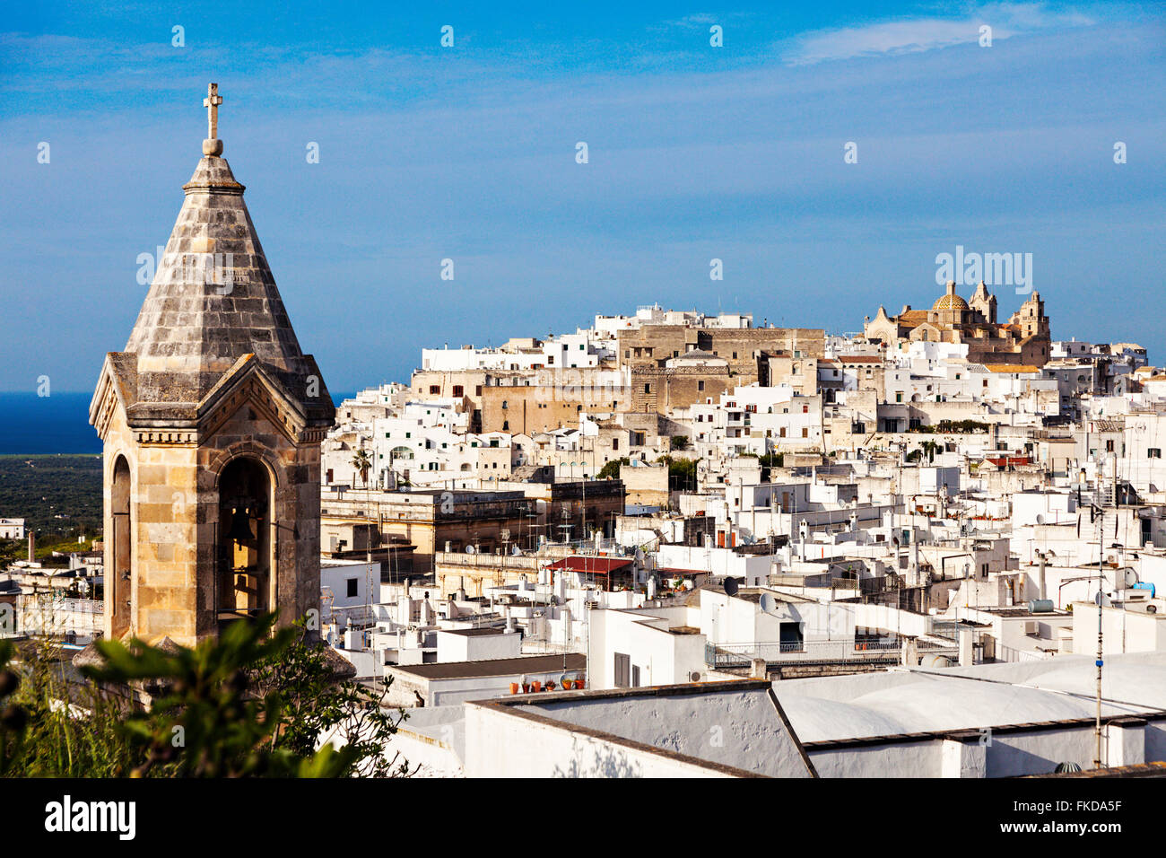Townscape with church tower in foreground Stock Photo - Alamy