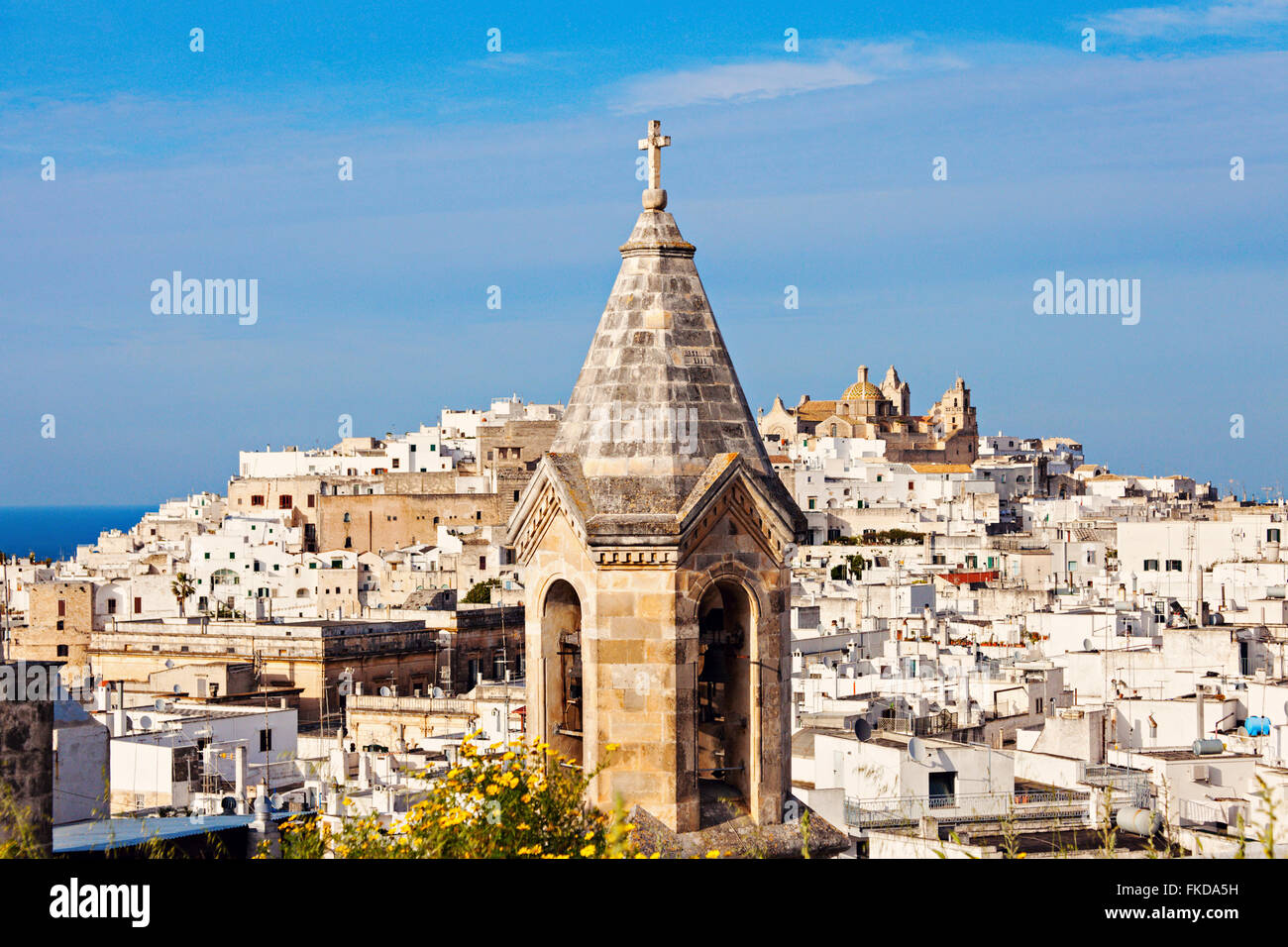 Townscape with church tower in foreground Stock Photo - Alamy