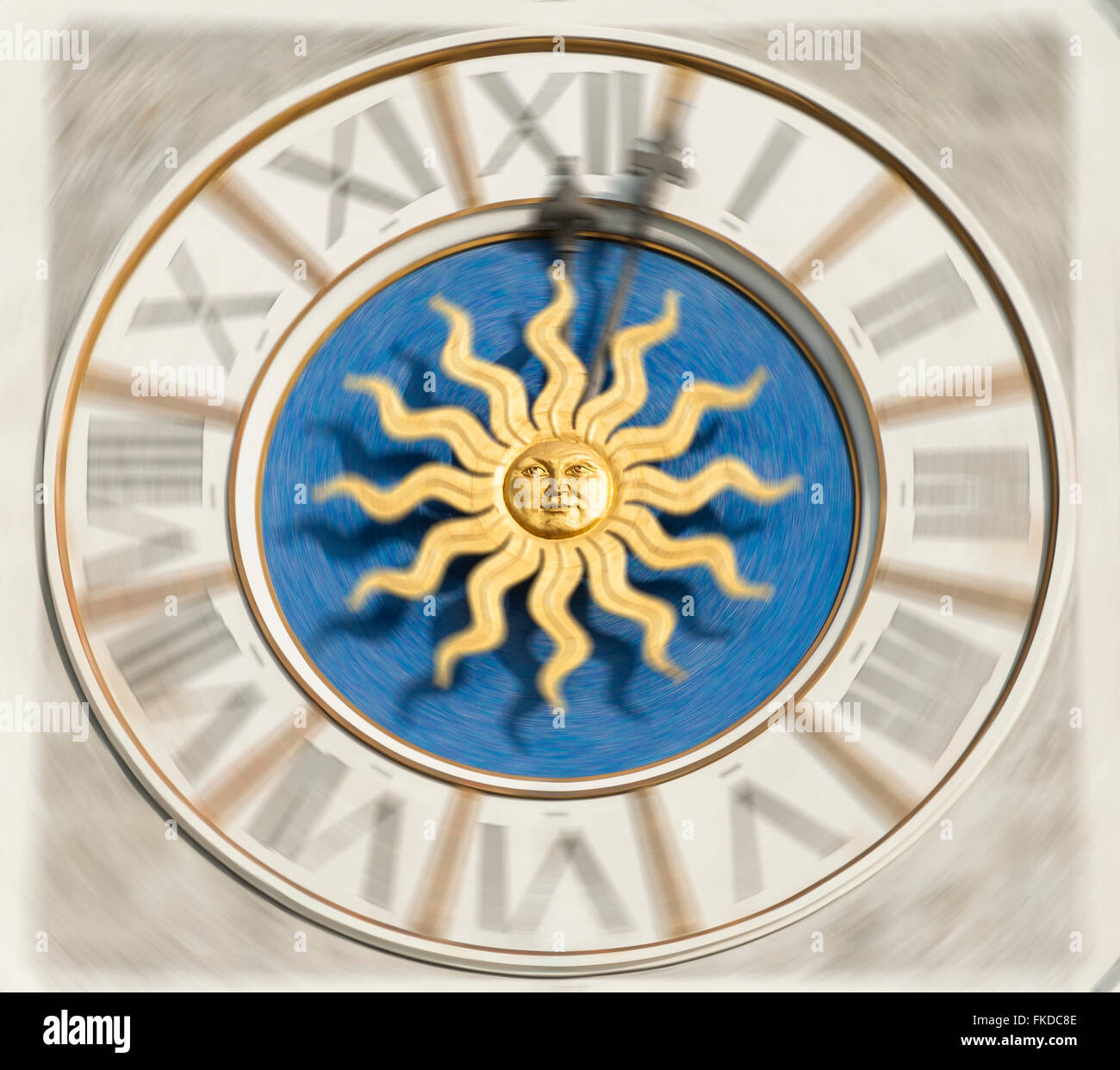 Vintage clock blurred . Conceptual image of time running or passing ...