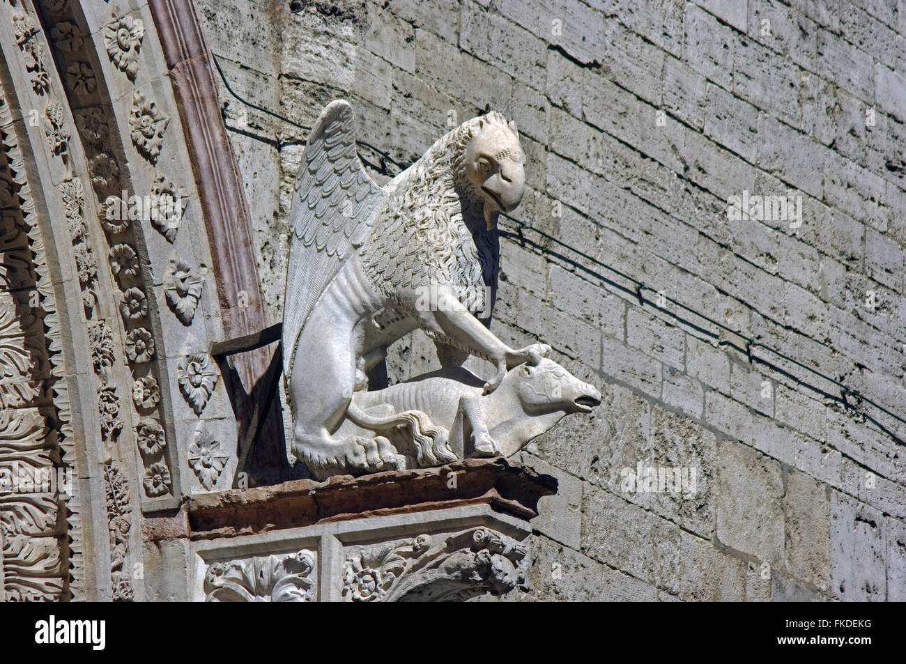 Animal Angel Scalptur, Entrance Door, Perugia Cathedral, Italy Stock ...