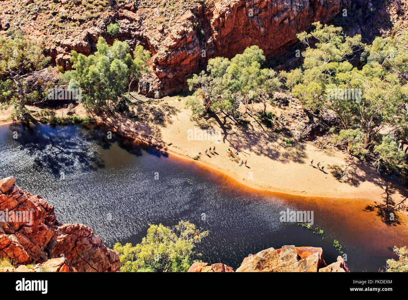 Elevated view of lake and rocks Stock Photo - Alamy