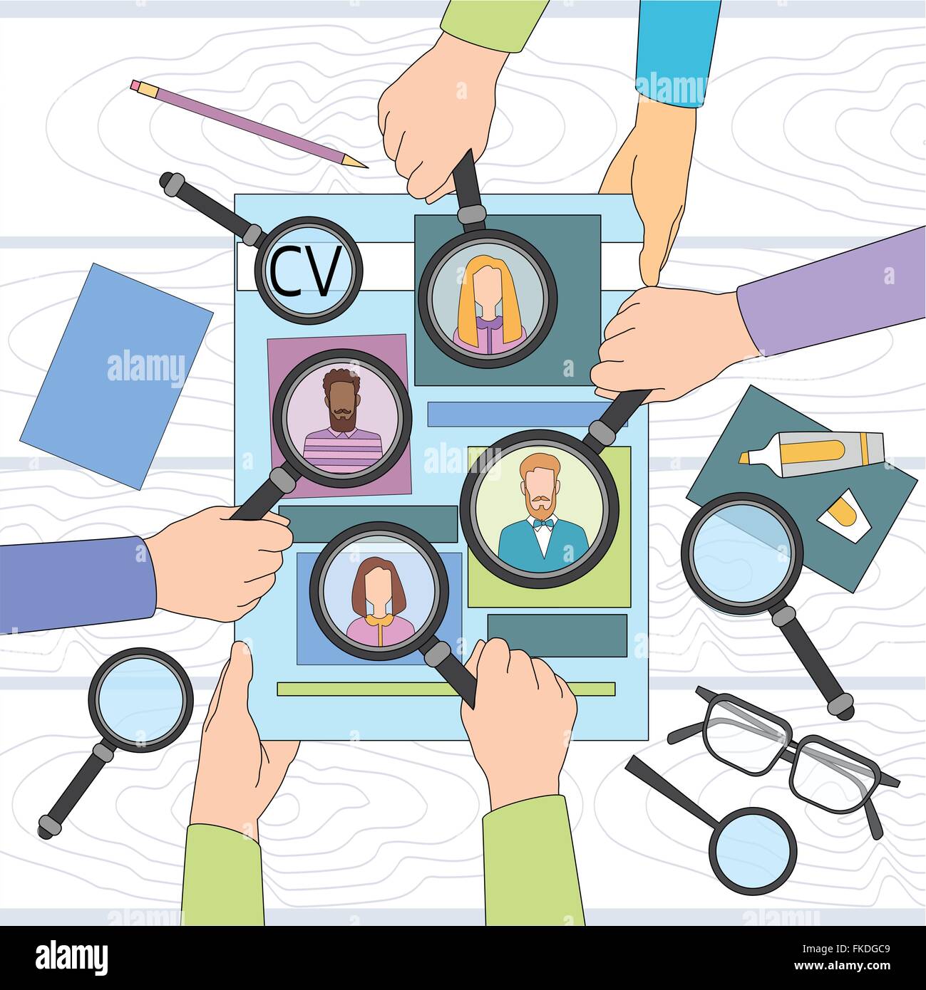 Business People Group Hold Magnifying Glass Curriculum Vitae ...