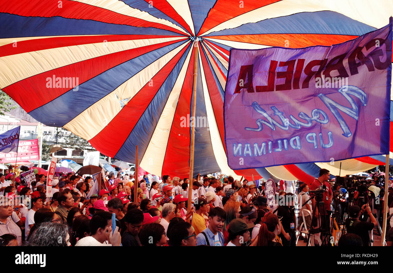 Manila, Philippines. 08th Mar, 2016. Filipinos attend a rally in Manila ...