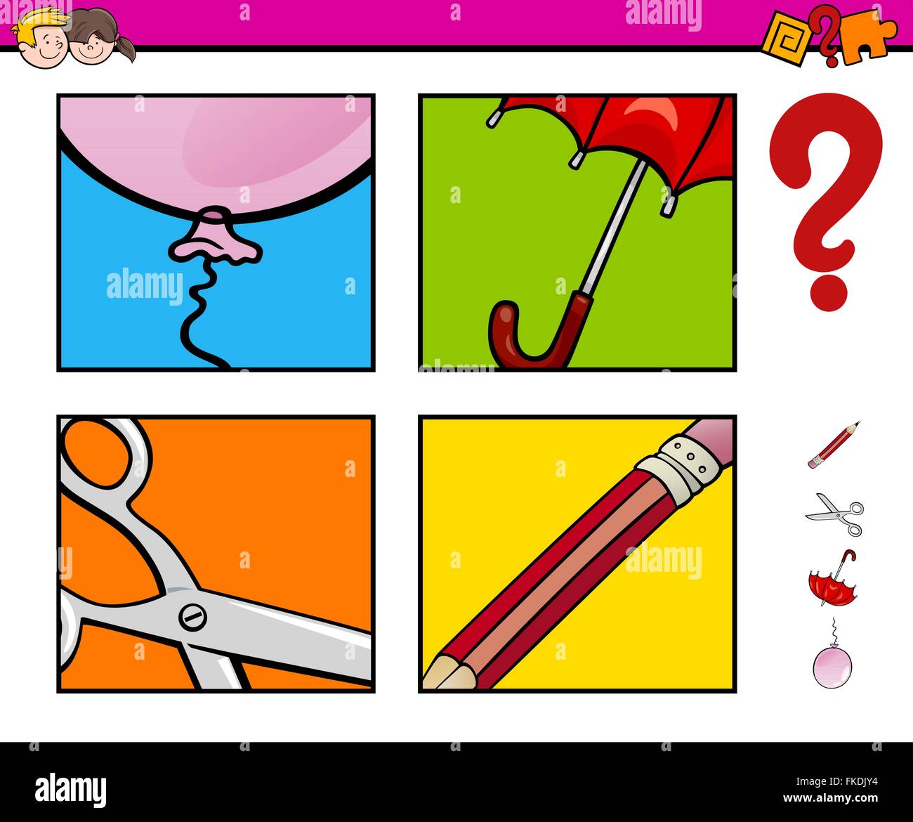 Cartoon Illustration of Education Activity for Preschool Children with ...