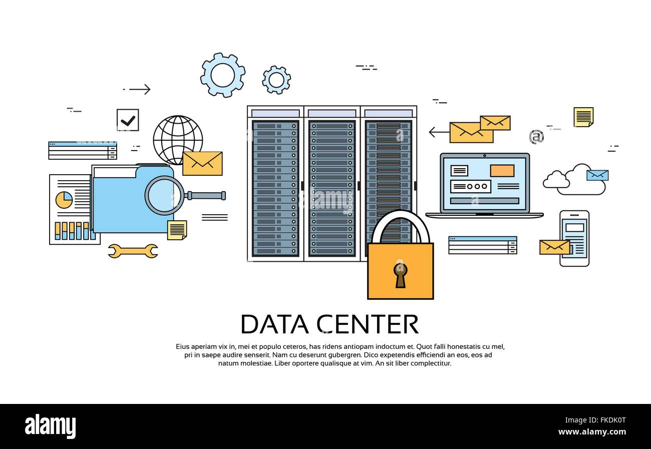 Data Center Hosting Server Computer Device Information Stock Vector ...