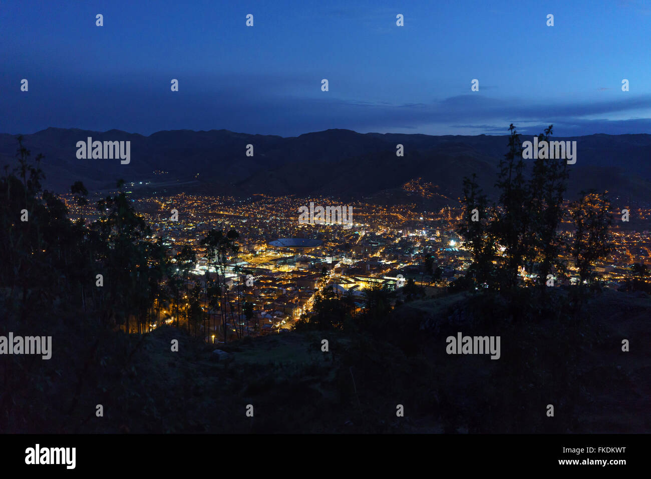 City lit up at night, Cusco, Peru Stock Photo - Alamy