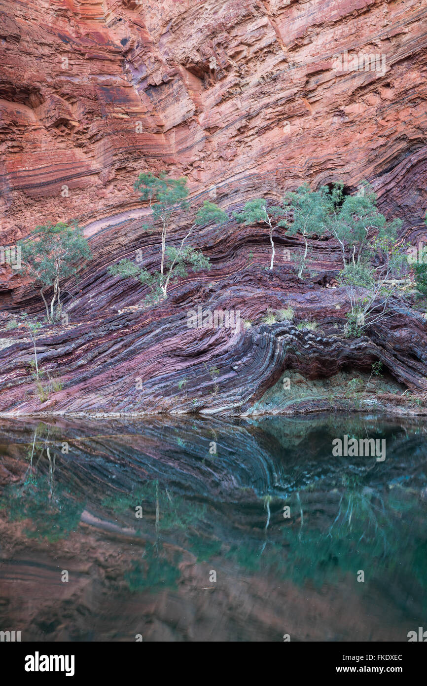 layers of twisted ancient rock in Hamersley Gorge, Karijini National ...