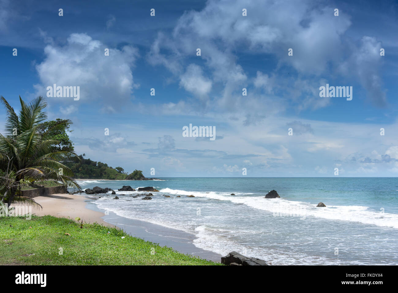 Scenic view of a beach against cloudy sky, Trinidad And Tobago Stock ...