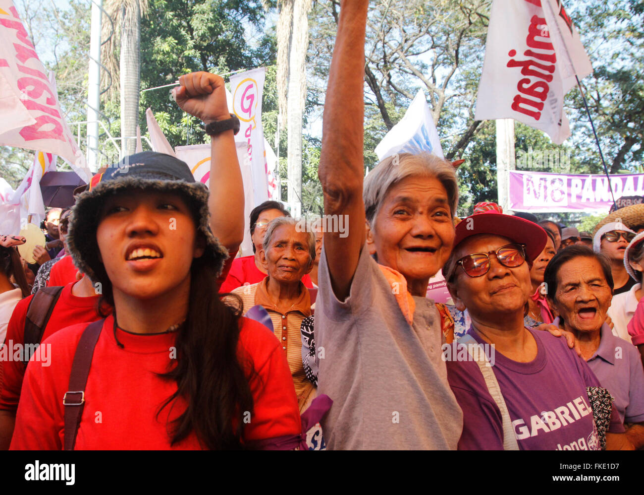 Manila, Philippines. 08th Mar, 2016. Filipino women gestures during a ...