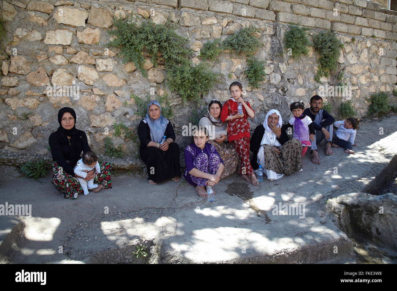 Yazidi Refugees inside the temple of Lalesh. Iraqi Kurdistan. Nineve ...