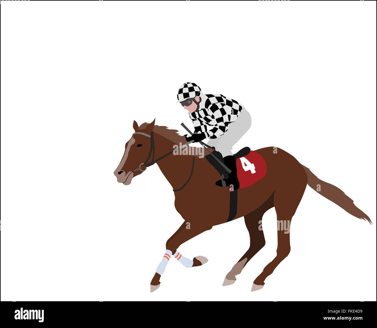 jockey riding race horse - vector illustration Stock Vector Image & Art ...