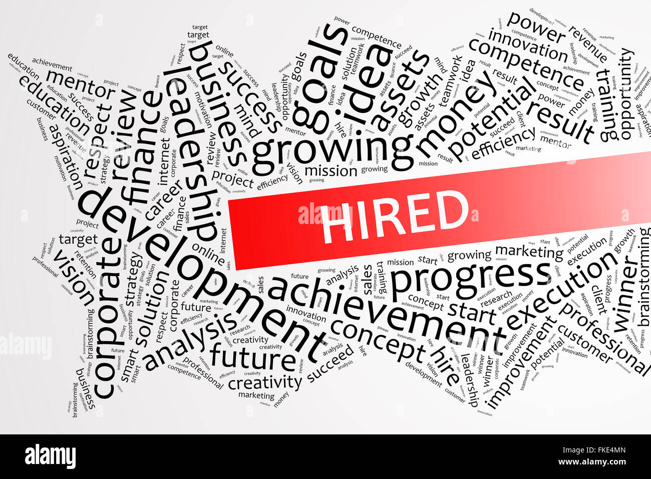 Hired word on word cloud business concept Stock Photo - Alamy