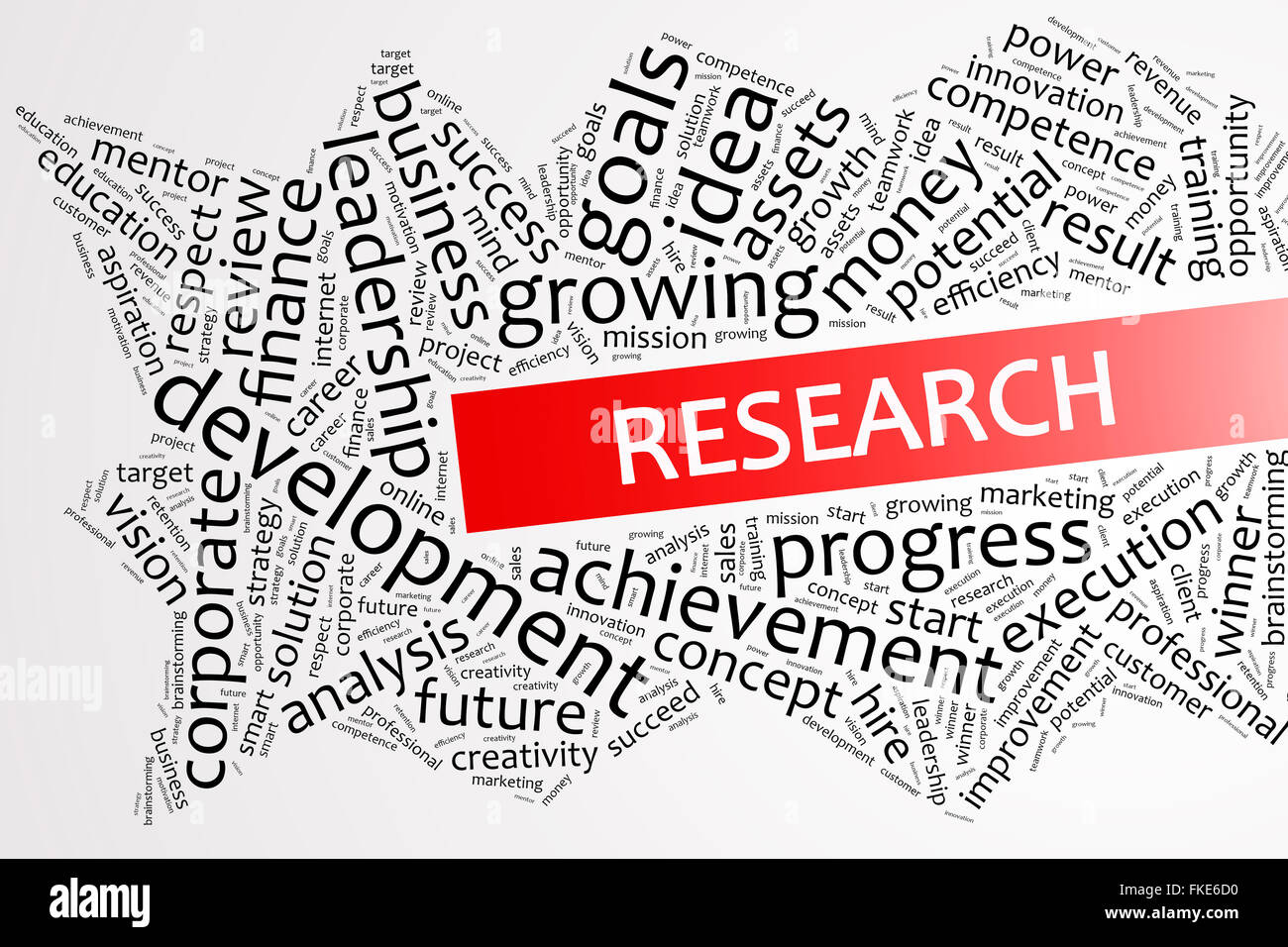 Research word on word cloud business concept Stock Photo - Alamy