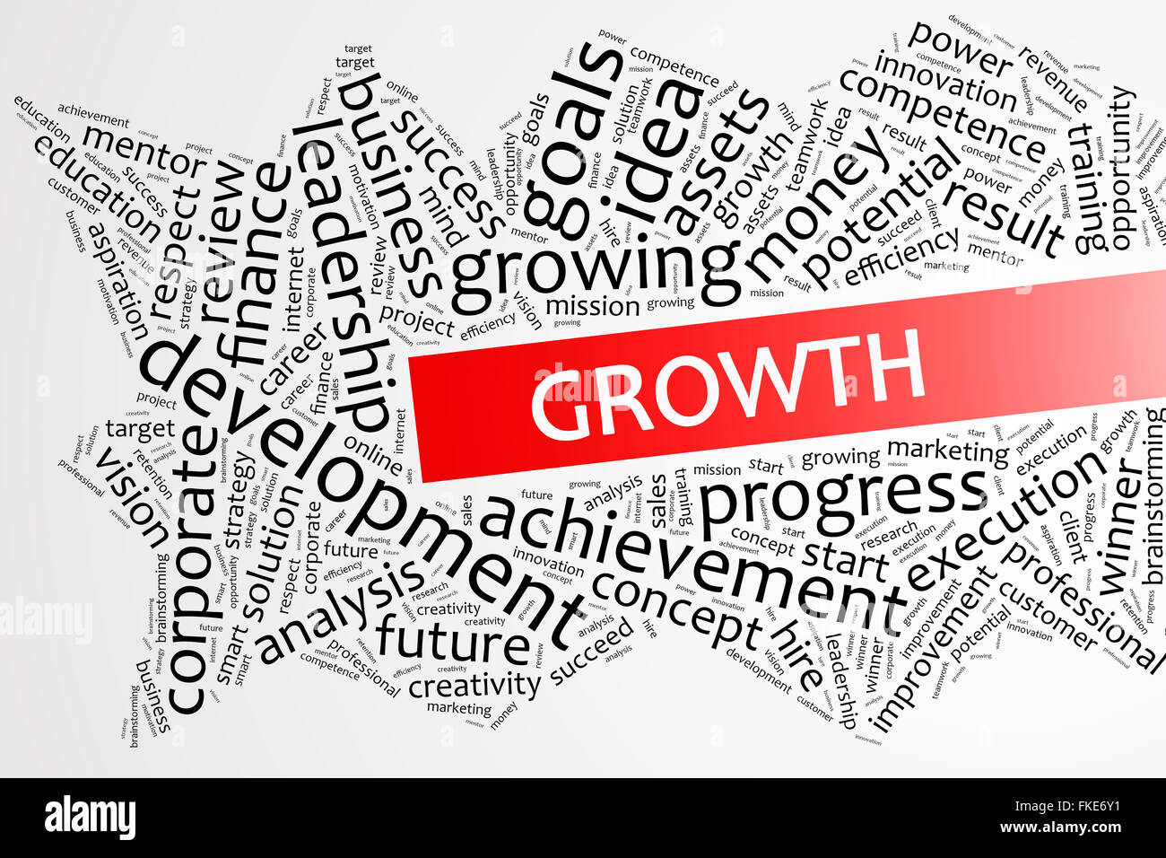Growth word on word cloud business concept Stock Photo - Alamy