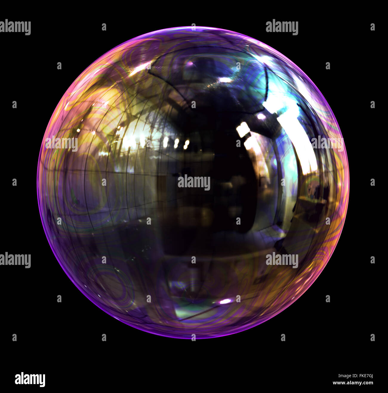 Soap Bubble Over Black Background Stock Photo - Alamy
