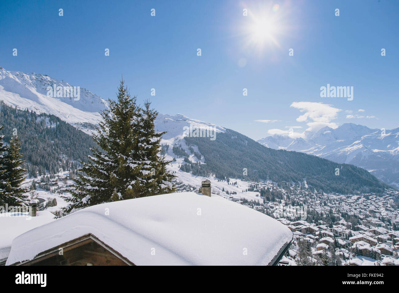 A view of the Swiss ski resort, Verbier Stock Photo - Alamy