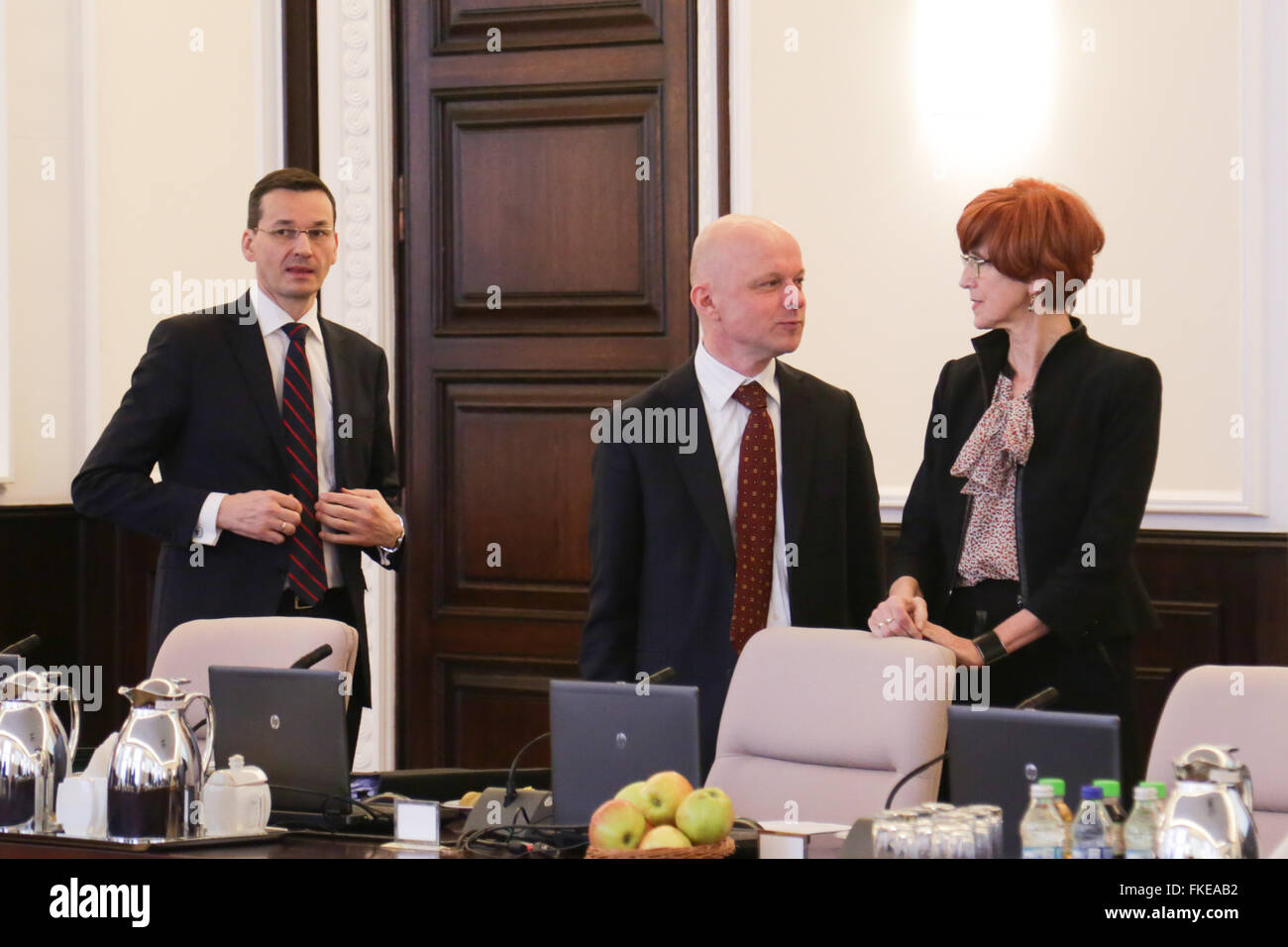 Warsaw, Poland. 08th Mar, 2016. Polish Ministers during the Council of ...