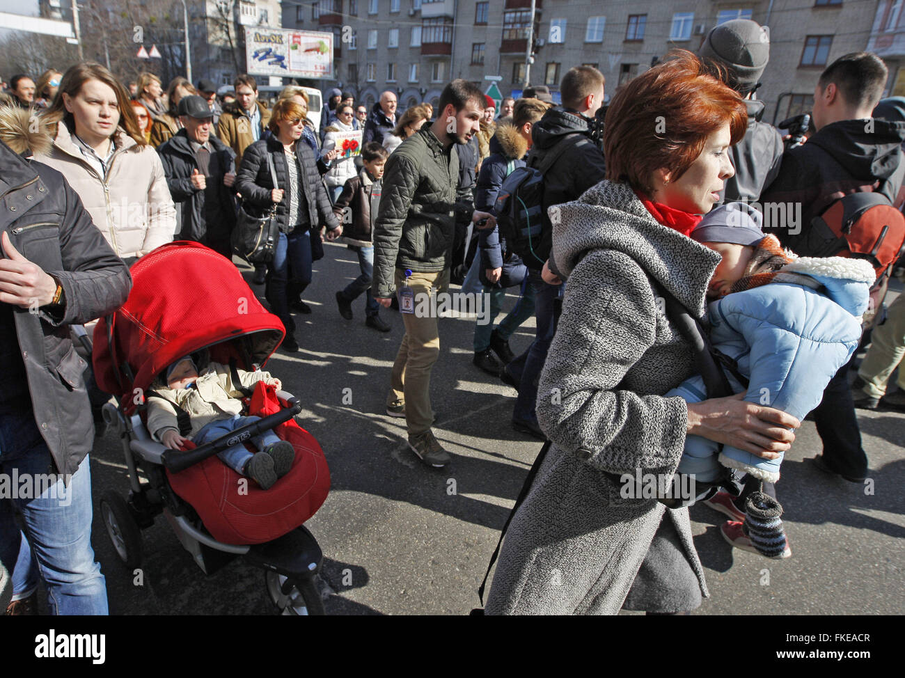 Kiev, Ukraine. 08th Mar, 2016. Protesters carry placards "Free ...