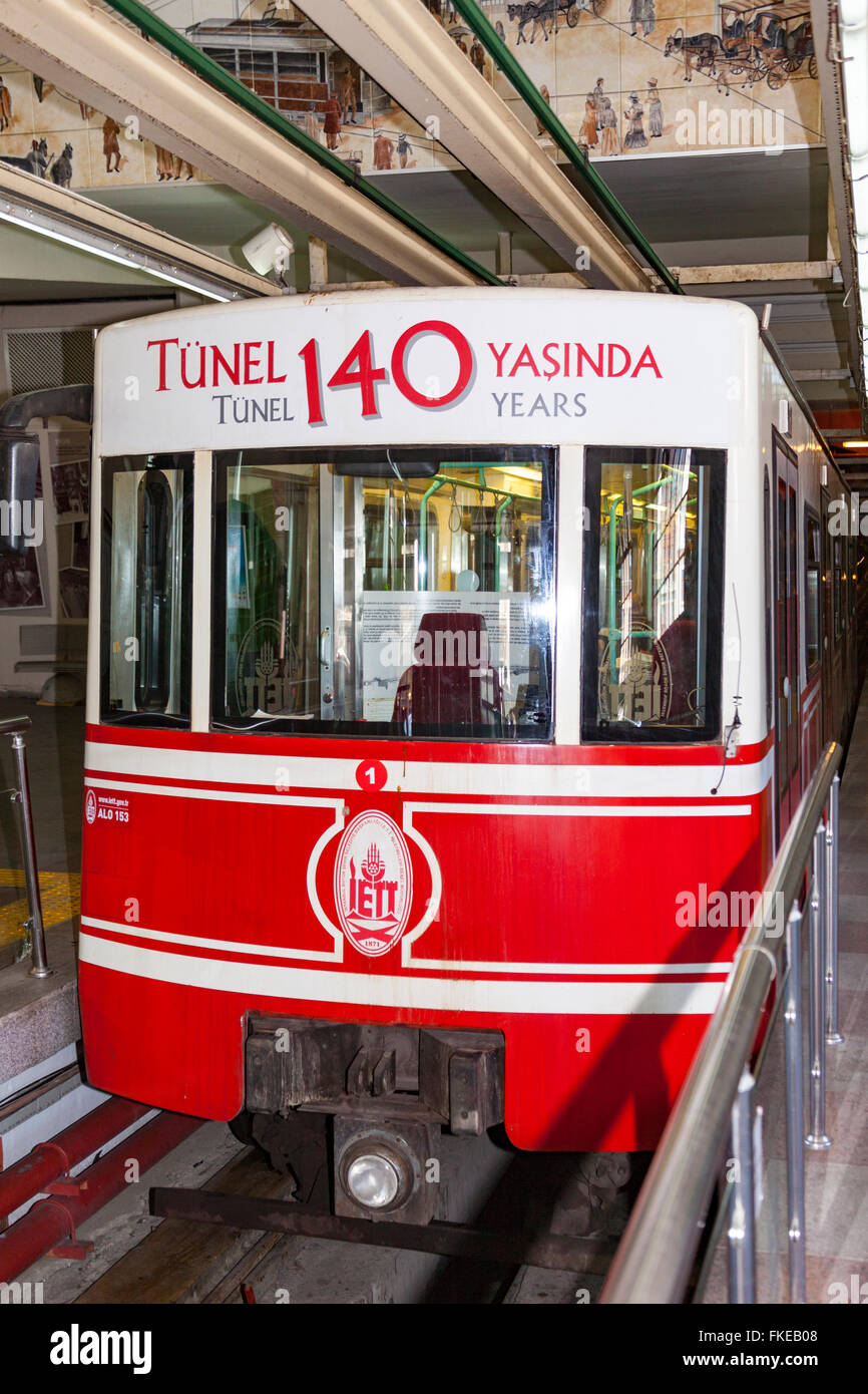 Funicular carriage, upper level of Tunel Karakoy to Beyoglu Funicular ...