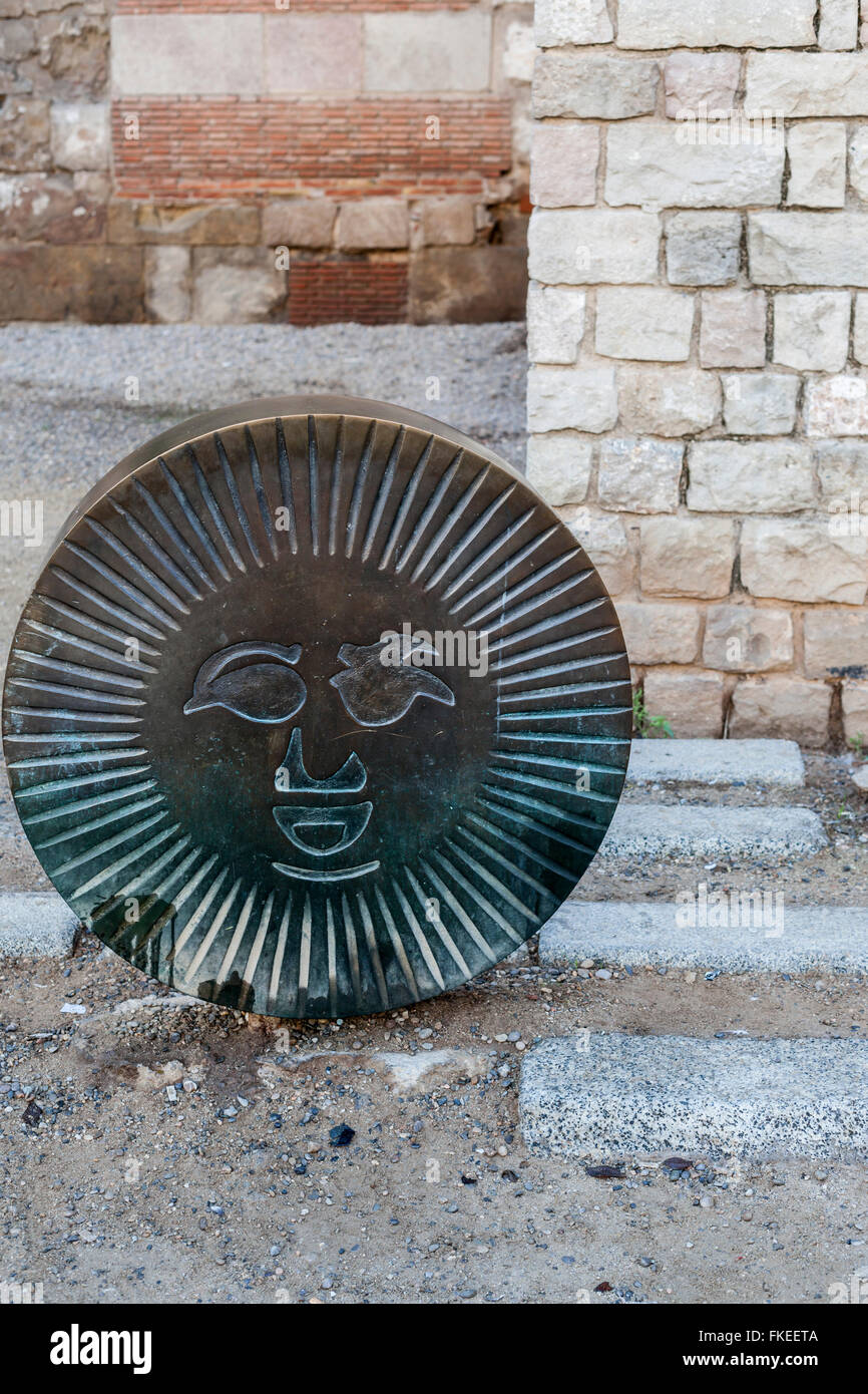 Urban art, "Barcino", detail work, letter O of Barcino, by Joan Brossa ...