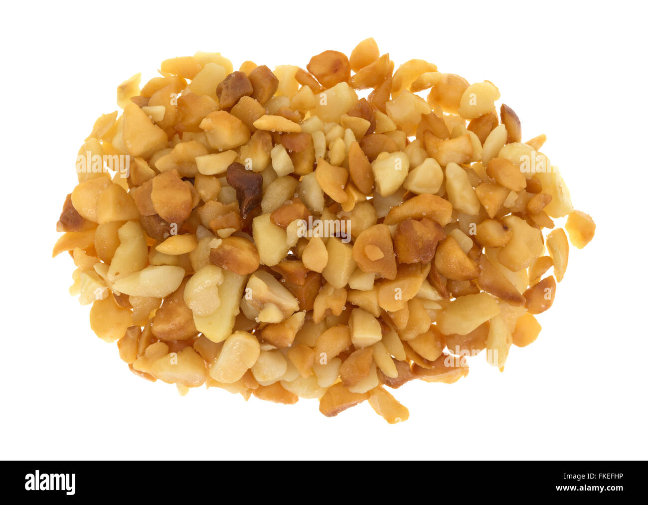 Top view of a portion of roasted and salted macadamia nut pieces ...