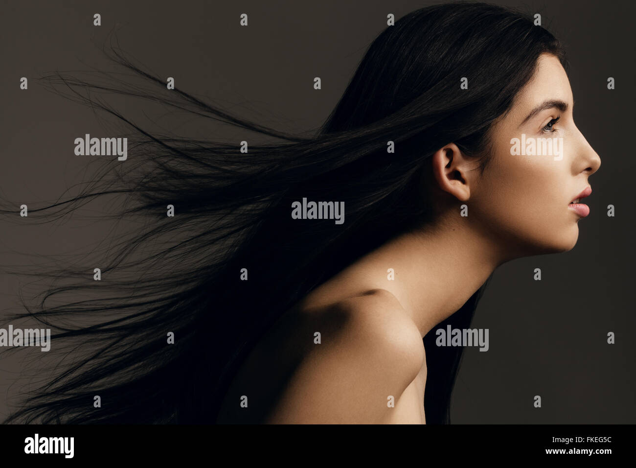 Beautiful woman long flowing hi-res stock photography and images - Alamy