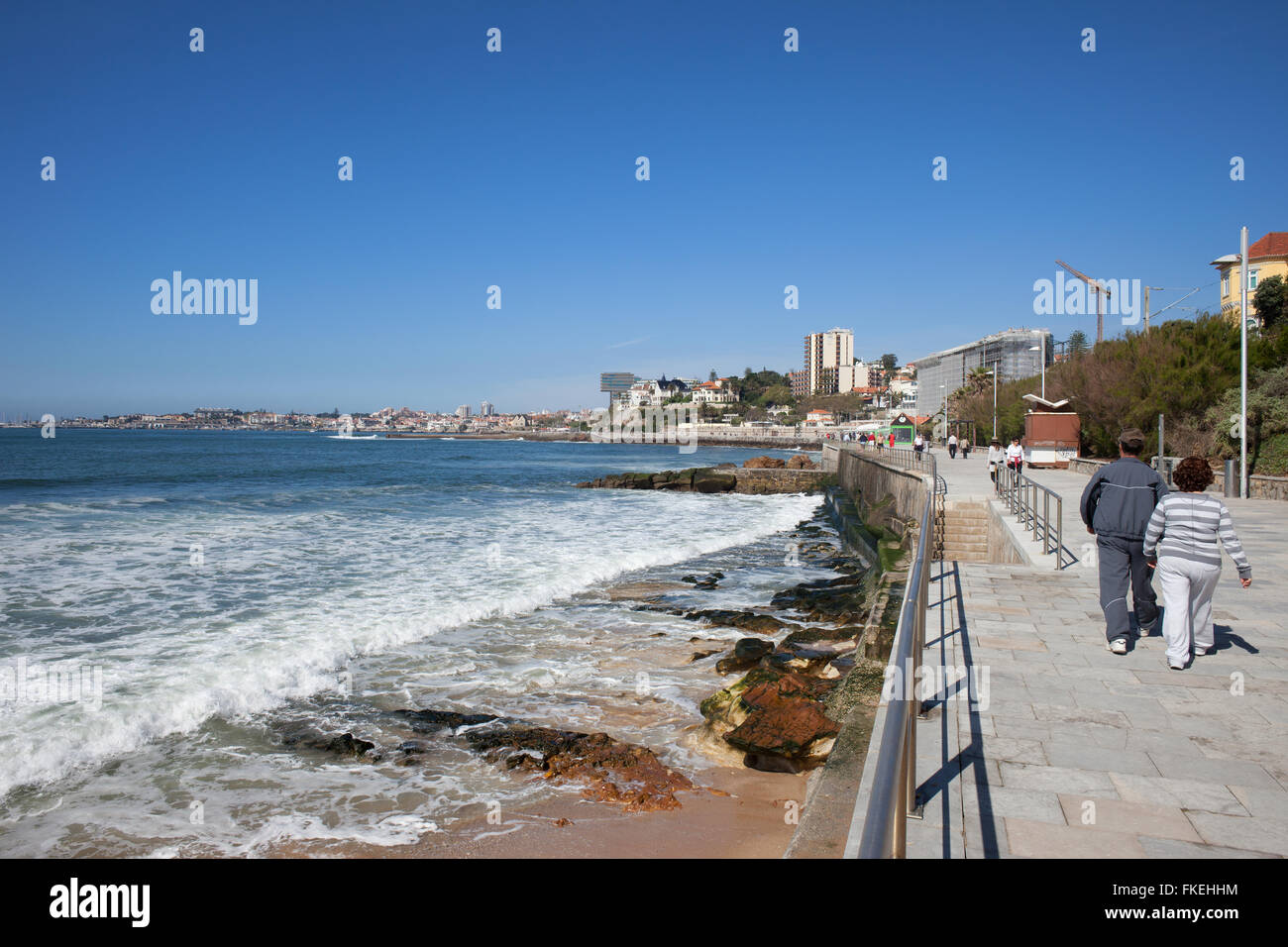 Portugal, waterfront promenade of Estoril and Cascais, resort towns at ...