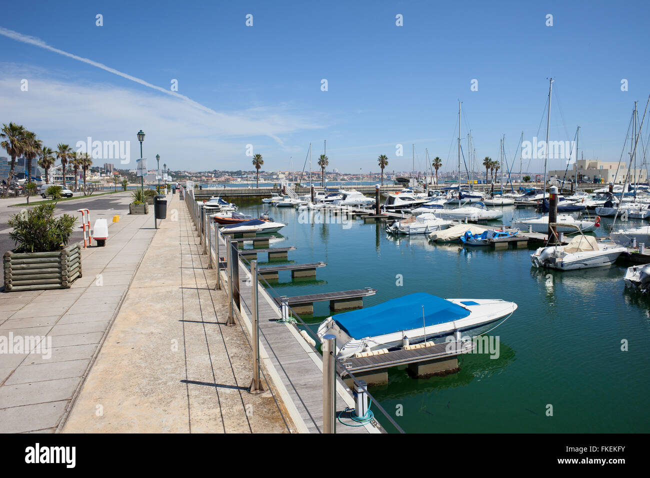 Portugal, Cascais marina, waterfront promenade, sailboats, yachts ...